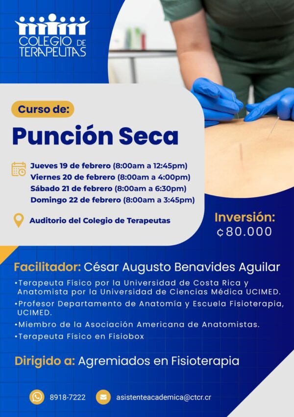 Curso: Punción Seca Básico – Colegio de Terapeutas de Costa Rica